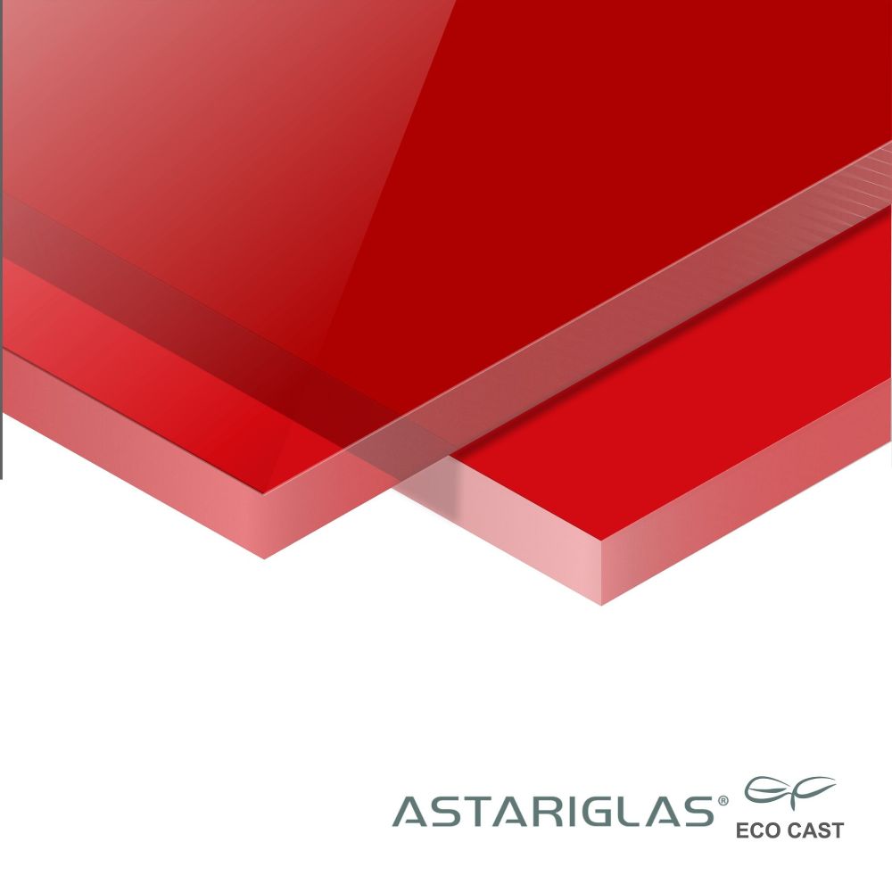 PMMA Eco Cast 102 helder rood glos/glos Astariglas®2050 mm x 3050 mm 3 mm